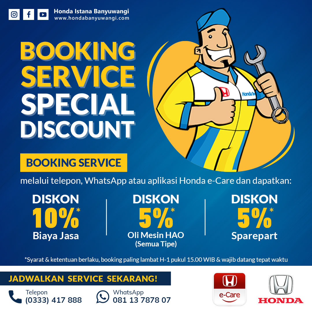 Booking Service Special Discount Honda Istana Banyuwangi Dealer Booking Service Special Discount Honda Istana Banyuwangi Dealer